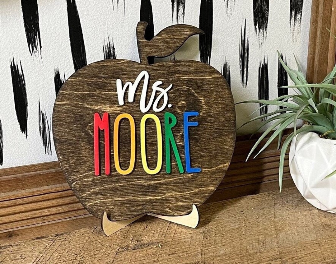 Personalized Apple Teacher Sign: Birch Plywood Desk Decor - Etsy UK