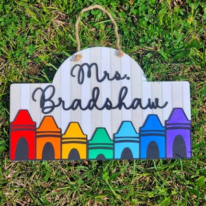 Personalized Teacher Crayon Door or Wall Sign, Classroom Sign, 3D ...