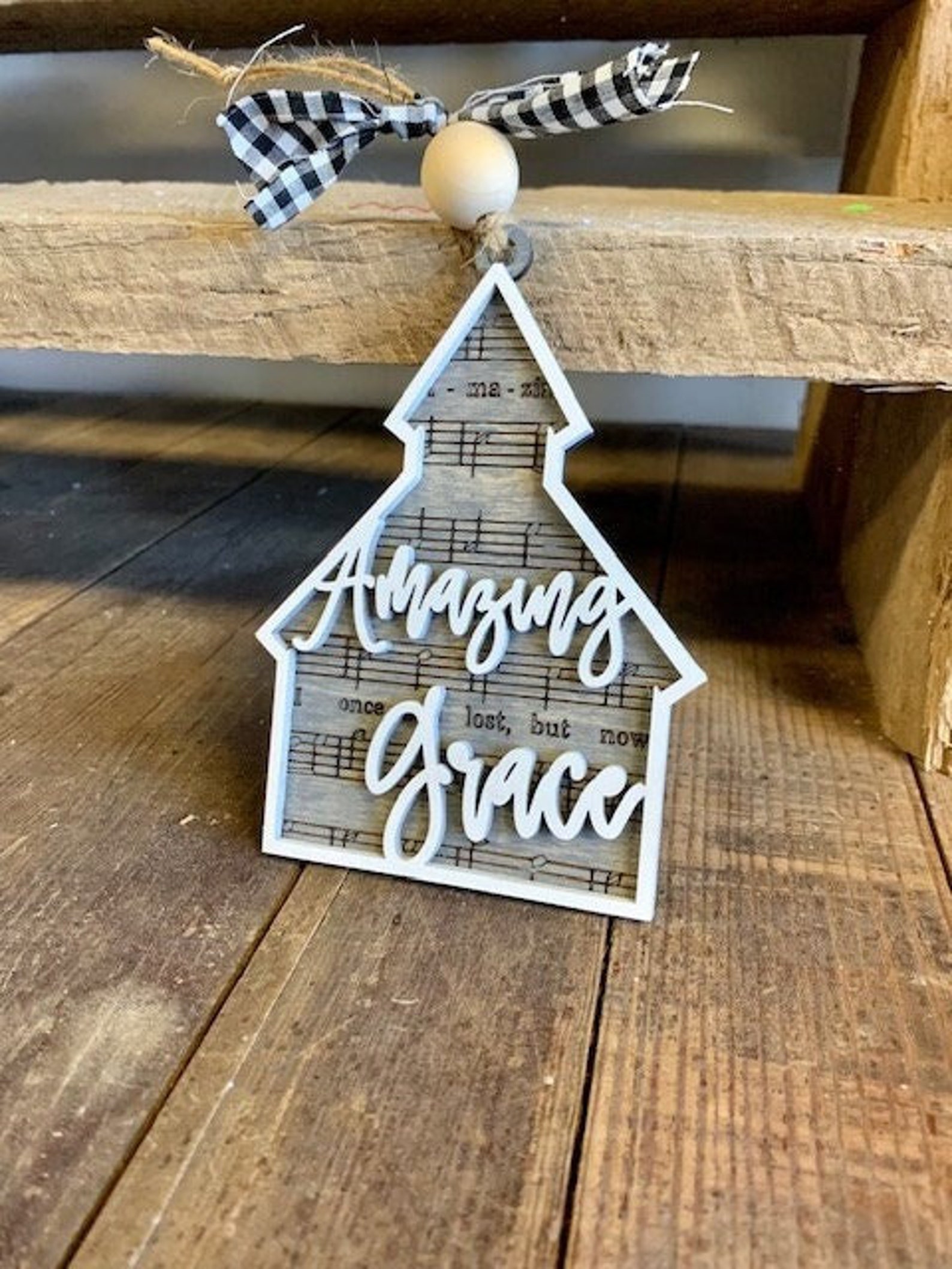 Amazing Grace Wooden Doubled Layered Church Ornament/hand - Etsy