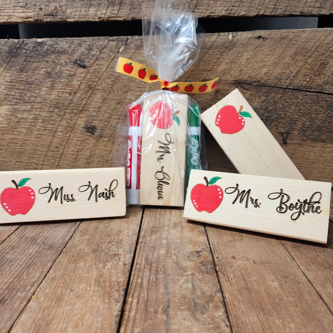 Personalized Teacher Whiteboard/chalkboard Apple Eraser Gift Set/hand ...