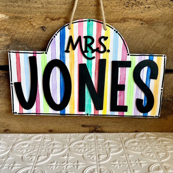 Personalized Teacher Name Sign Door - Etsy