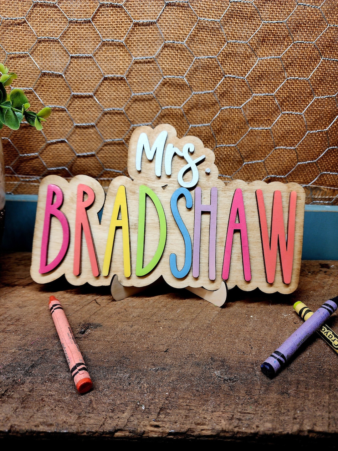 Custom Teacher Name Plaque & Stand | Thanks Teacher Gift | Teacher Desk ...