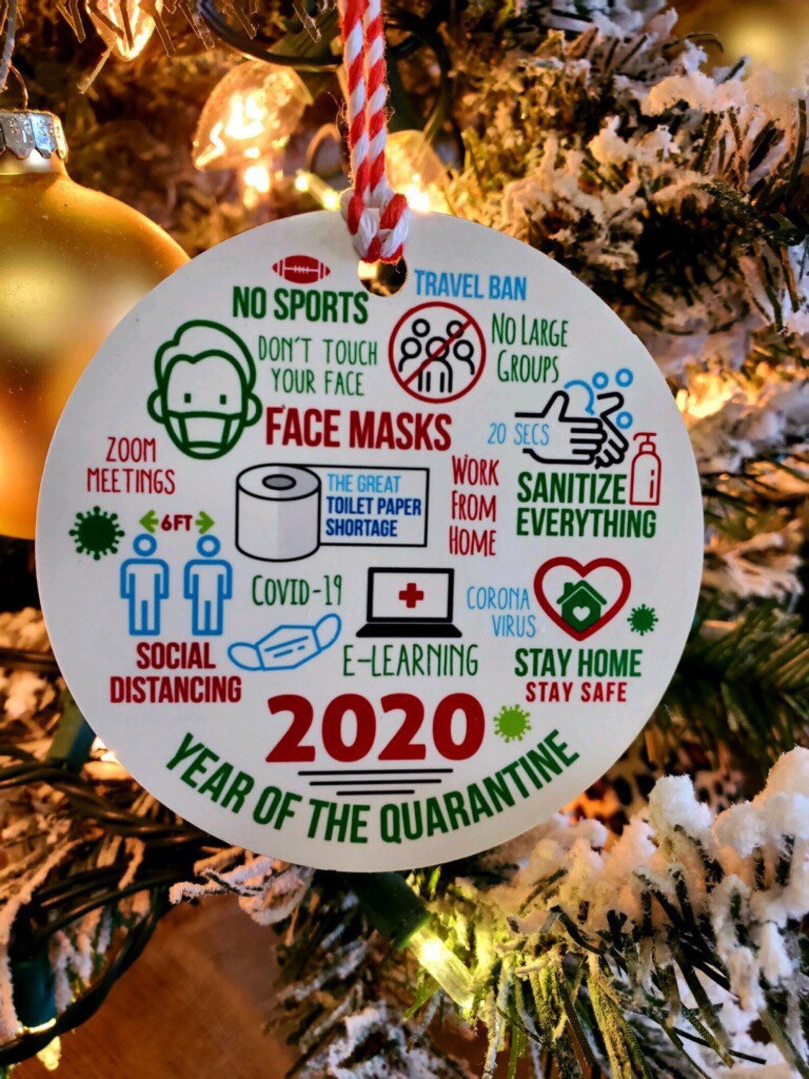 2020 Covid-19/Pandemic Christmas Ornament Wood engraved/or | Etsy