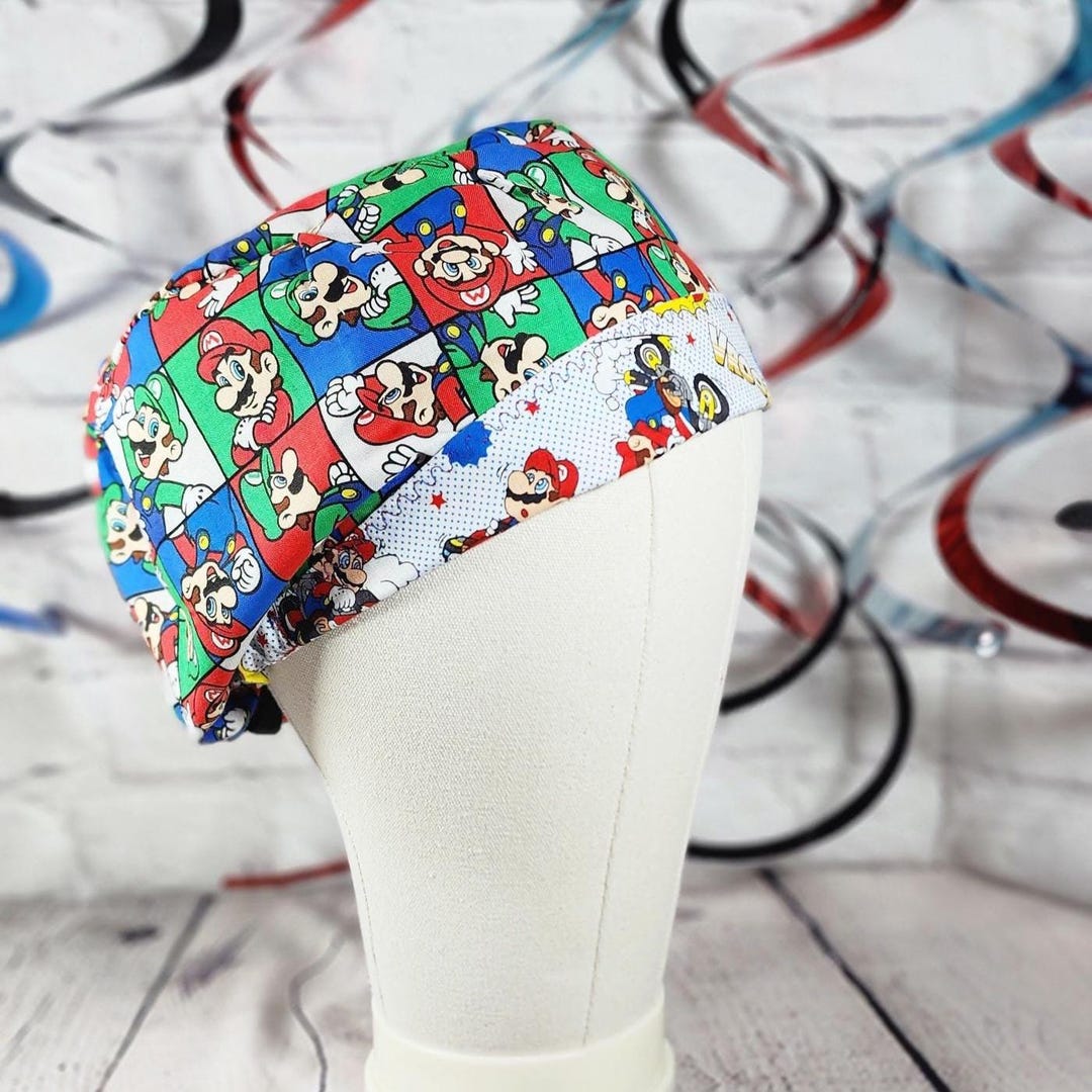 Let’s-a Go Mario Euro Style Scrub Hat; Fully Reversible With Flip Brim ...