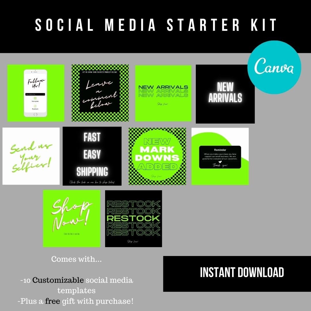 10 Instagram Post for Boutique and Shops, Social Media Kit Digital - Etsy