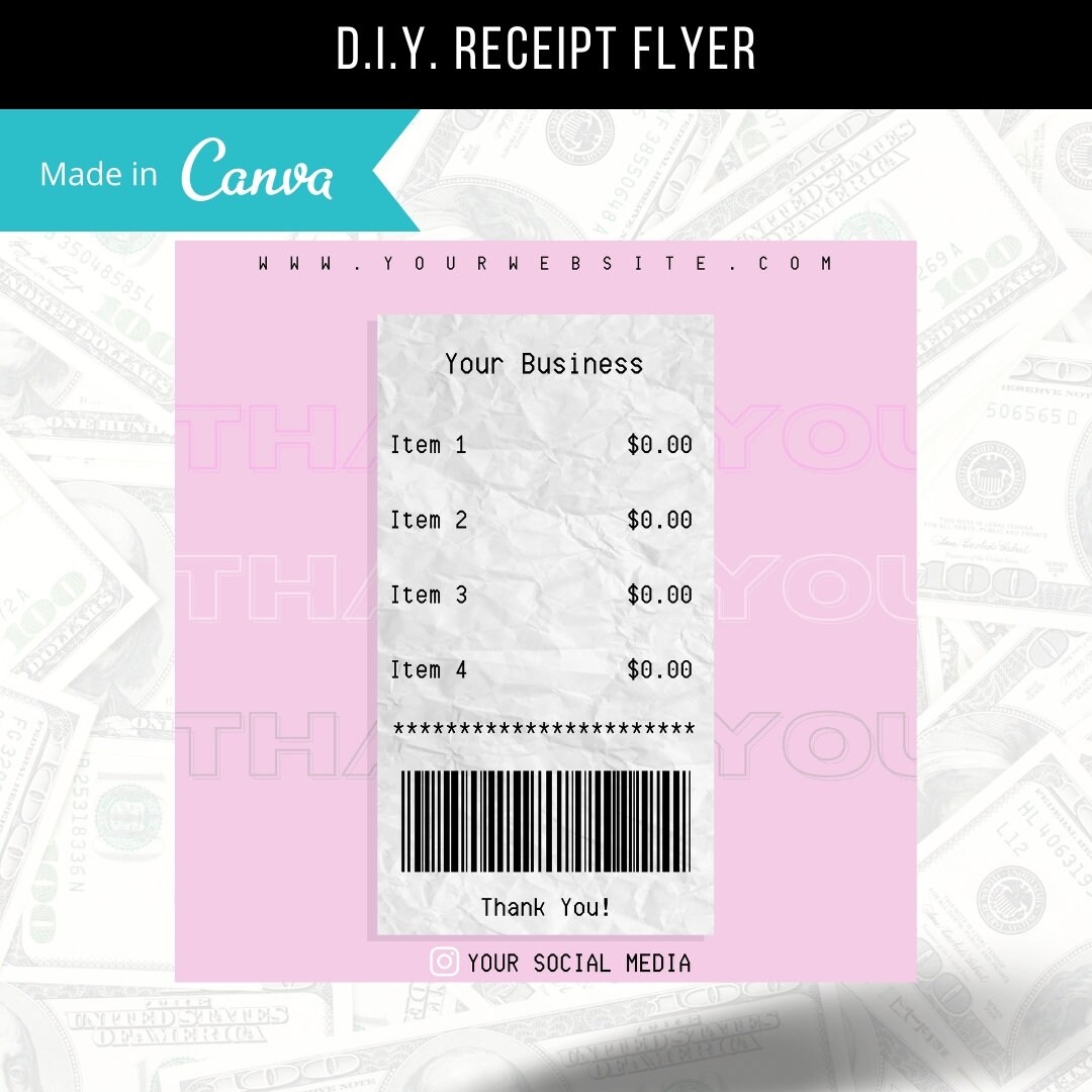 D.I.Y. Customizable Receipt Flyer, Hair and Lash Boutique, Invoice ...