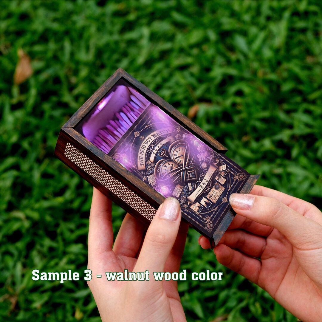 Custom Wooden Matchbox for Couple / Personalized Couple Large Matchbox ...