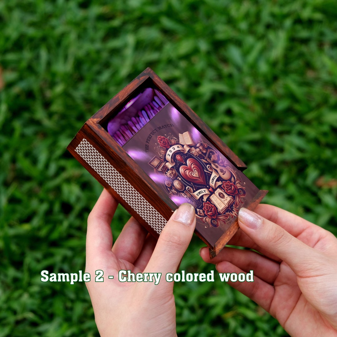 Custom Wooden Matchbox for Couple / Personalized Couple Large Matchbox ...