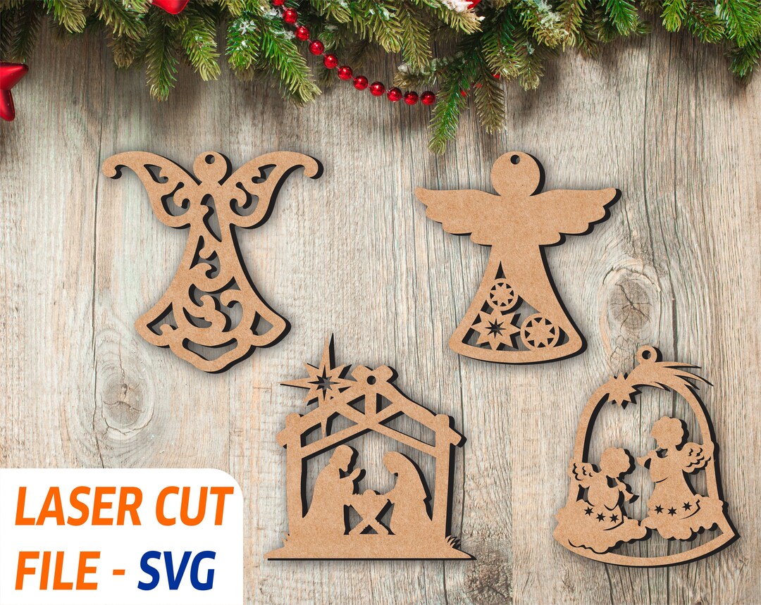 Christmas Angels Decoration File in SVG Ai Dxf Pdf Ready for Laser ...