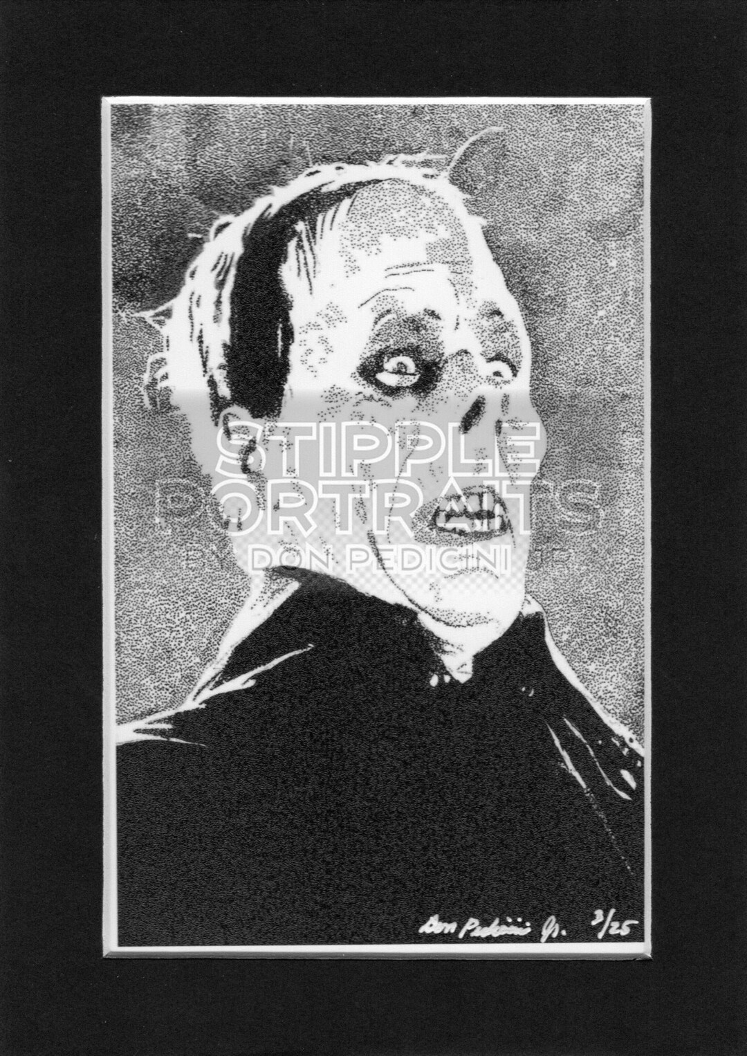 Phantom of the Opera , Lon Chaney, Art Print, Stipple Portrait, - Etsy