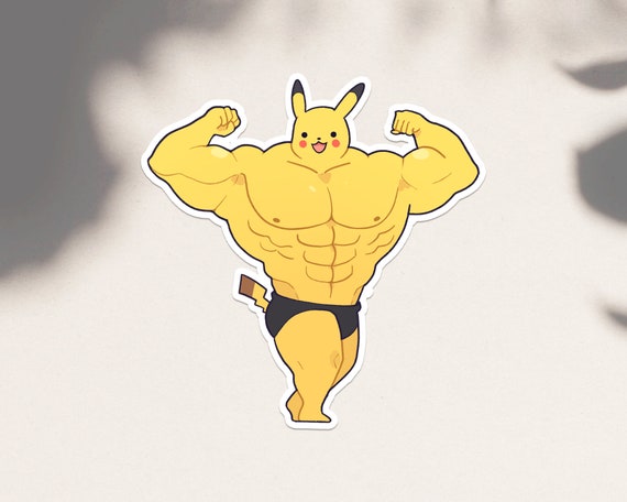 Buff Pikachu Sticker Muscular Pokemon Stickers Cute | Etsy