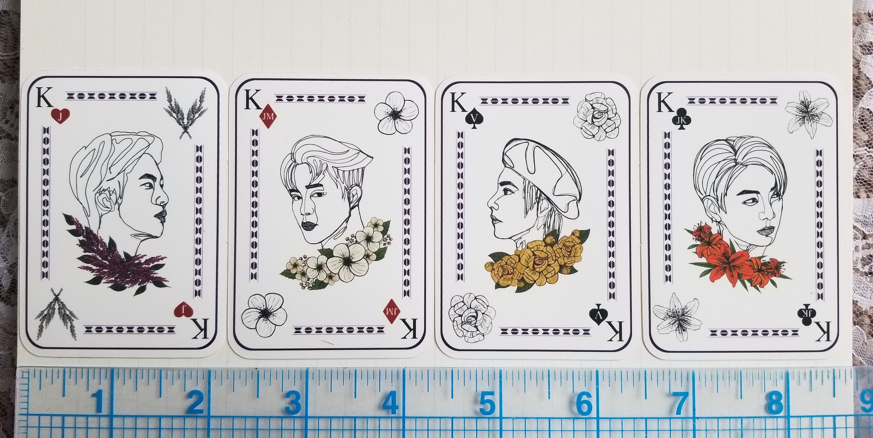 BTS Single Line Playing Card Vinyl Stickers Vocal Line - Etsy