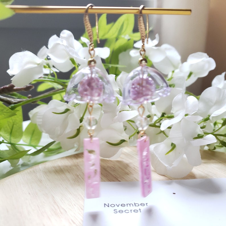 Wind Chime Earrings, White Blue Purple Dangle Earrings - Etsy