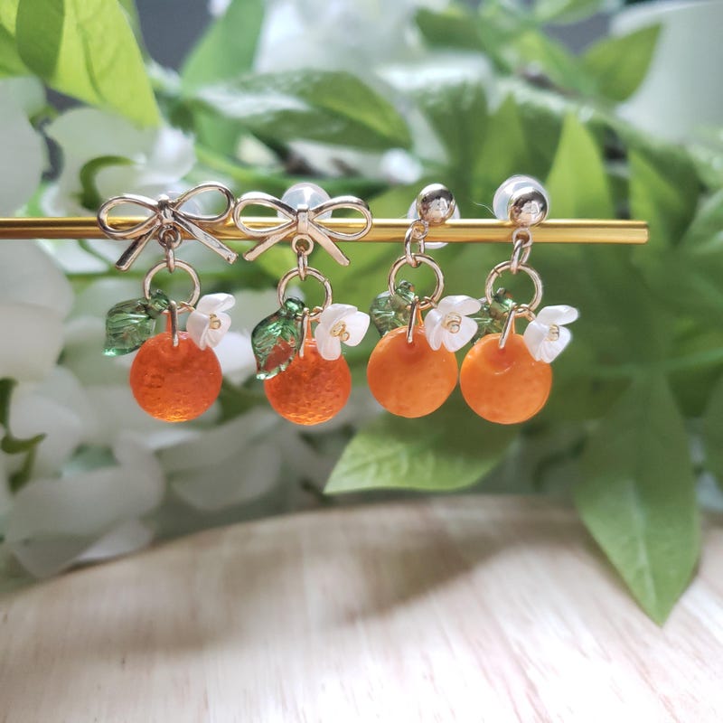 Earrings Drop Tangerine - Etsy