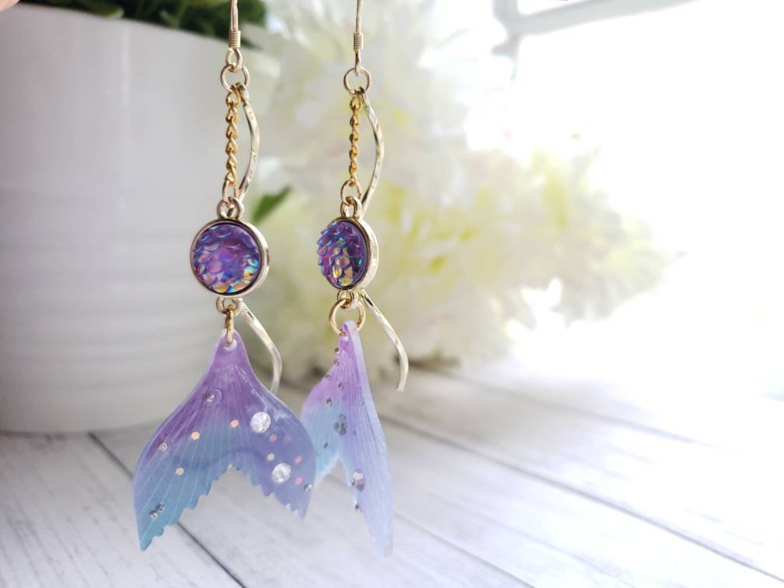 Mermaid earrings mermaid tail earrings ocean dangle earrings | Etsy