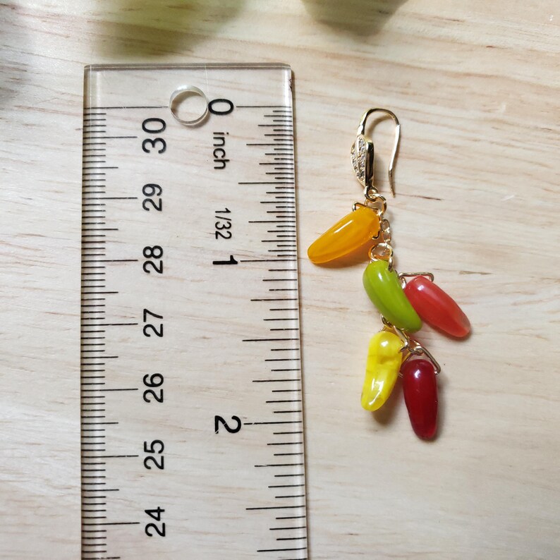 Glass Chili Pepper Earrings, Colorful Food Dangle Earrings - Etsy