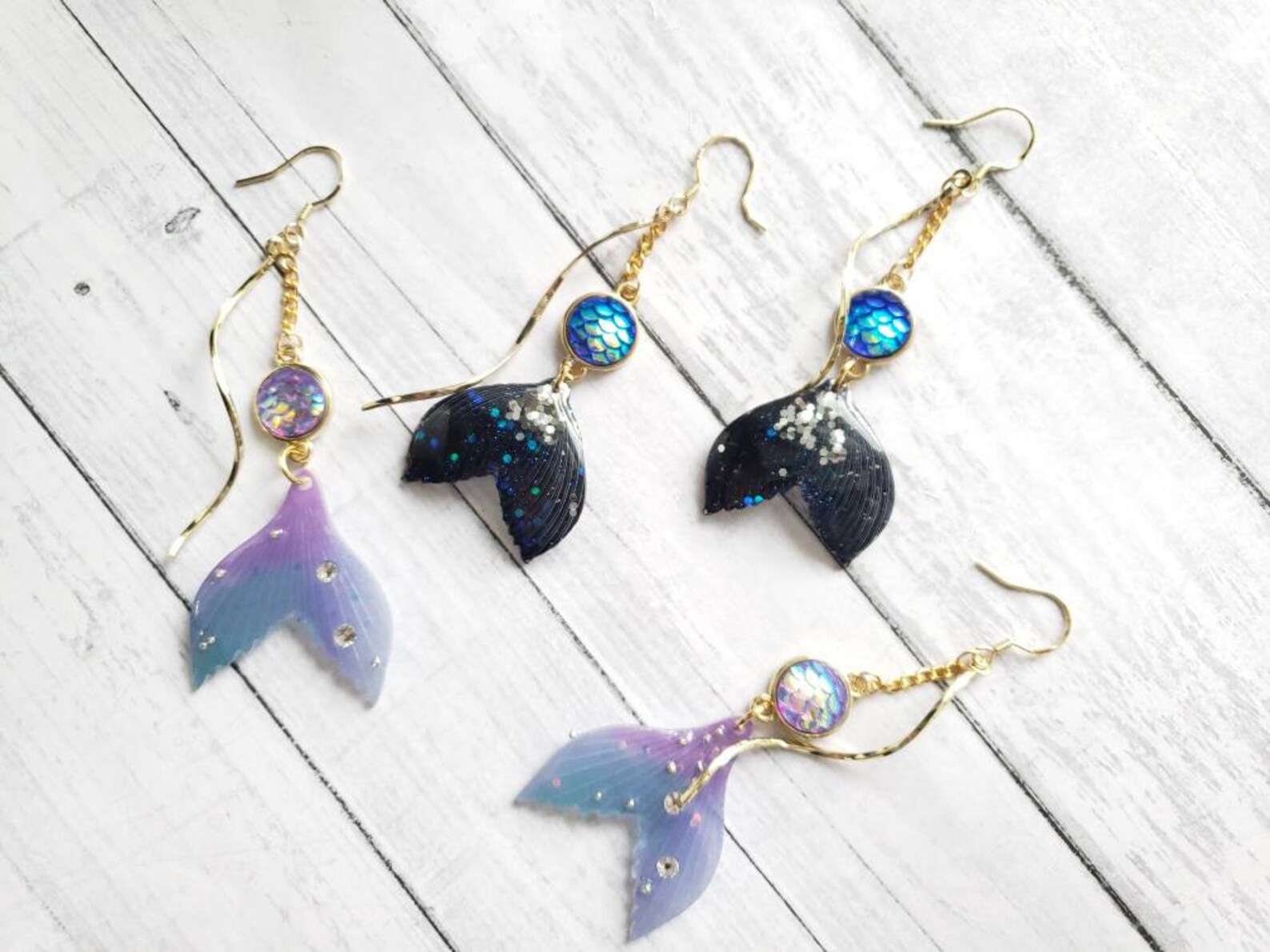 Mermaid Earrings Mermaid Tail Earrings Ocean Dangle Earrings - Etsy