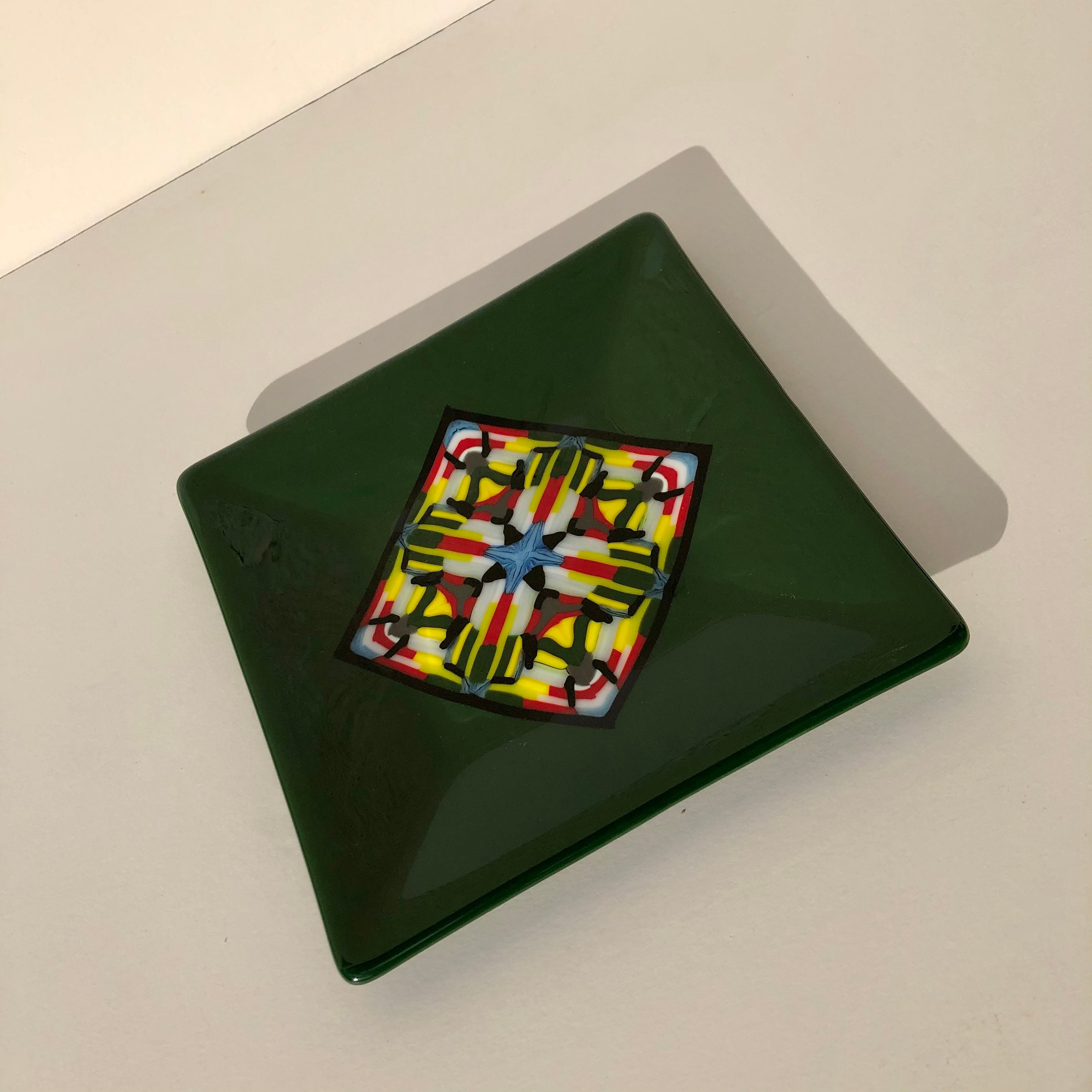 Fused Glass Forest Green Diamond Pattern Bar Plate - Etsy
