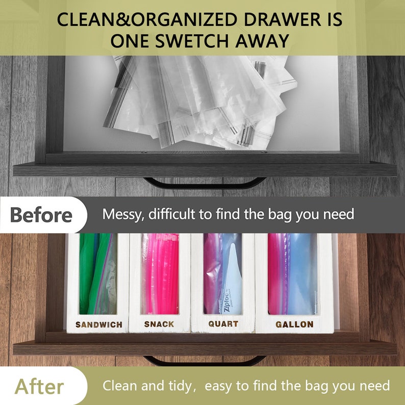 Engraved Wood Zip Sandwich Baggie Storage Organizer Kitchen - Etsy