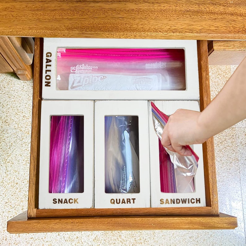 Engraved Wood Zip Sandwich Baggie Storage Organizer Kitchen - Etsy