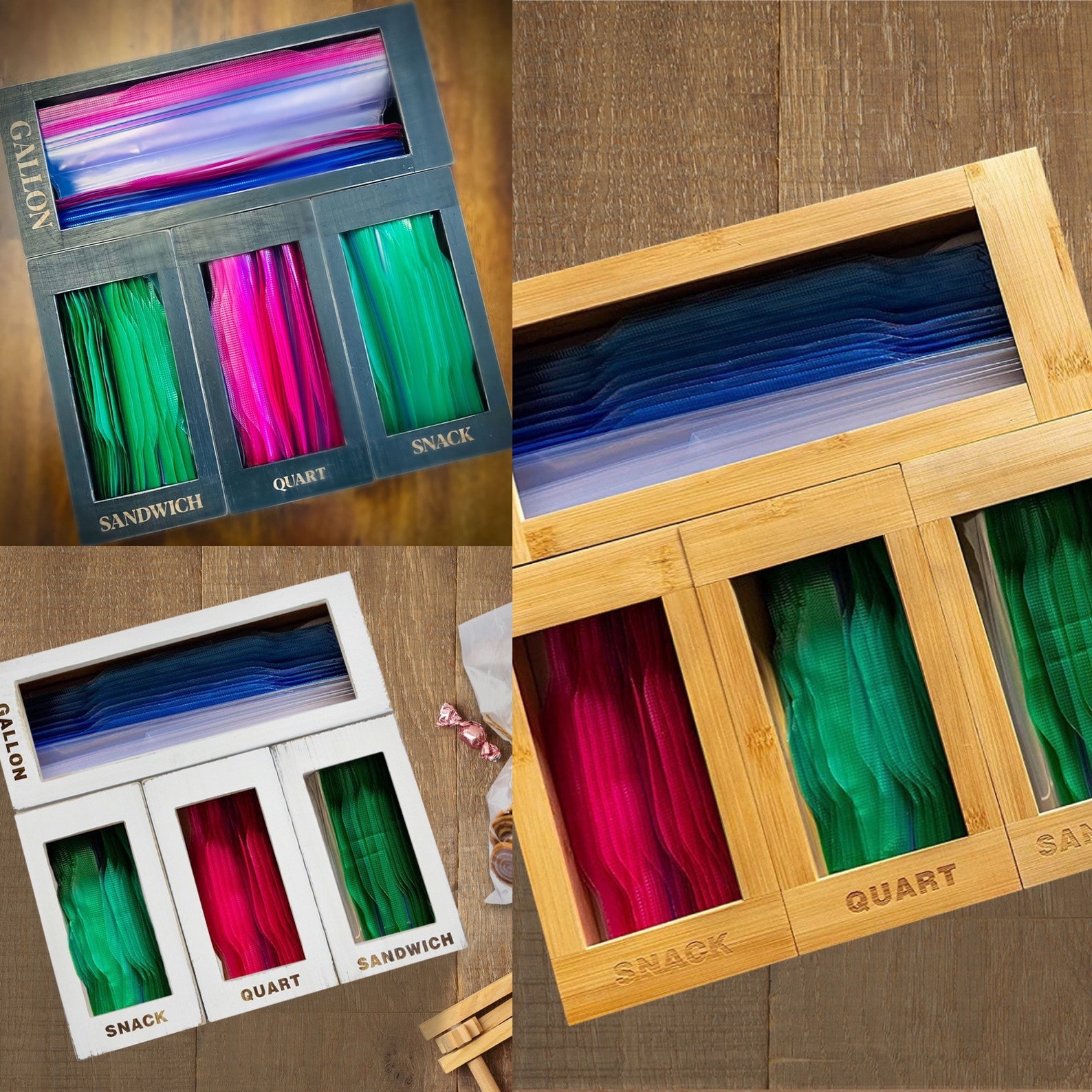Engraved Wood Zip Sandwich Baggie Storage Organizer Kitchen - Etsy