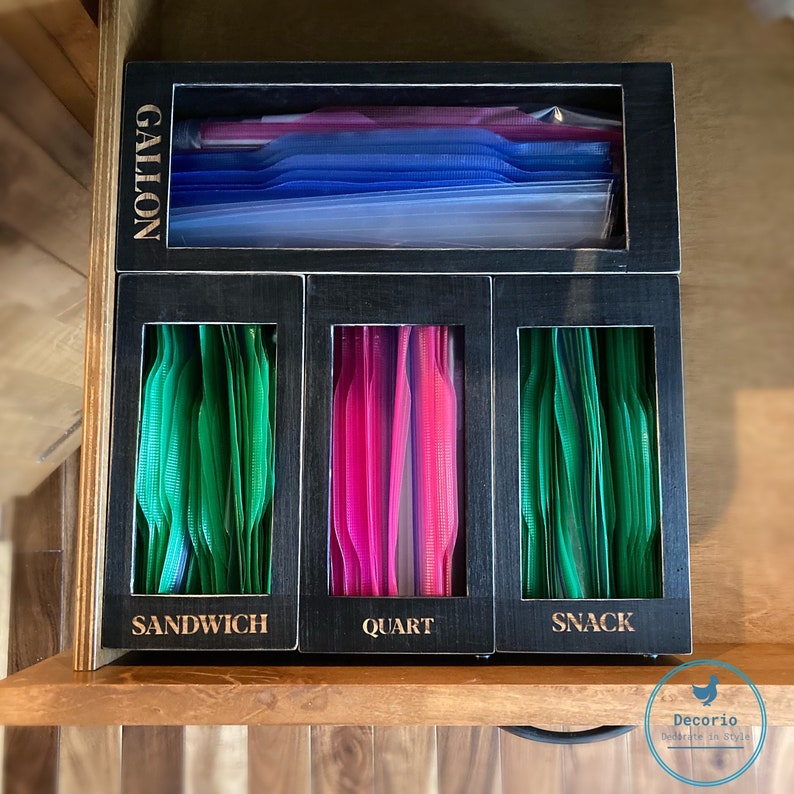 Engraved Wood Zip Sandwich Baggie Storage Organizer Kitchen - Etsy