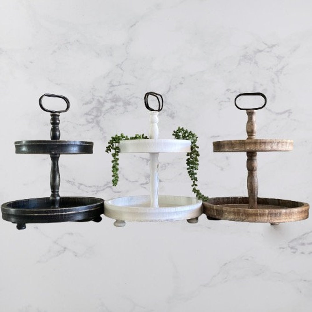 Beautiful Quality Farmhouse Two Tiered Tray Rustic Distressed Wood ...