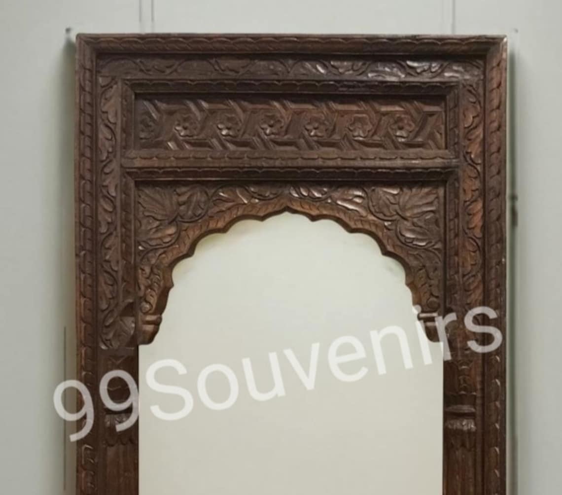 Wooden Mirror, Indian Mirror, Carved Wall Mirror, Distressed Mirror for ...