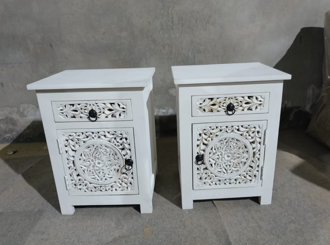 Boho Bed Side Table, Indian Furniture Bedside Table, Vintage Inspired ...