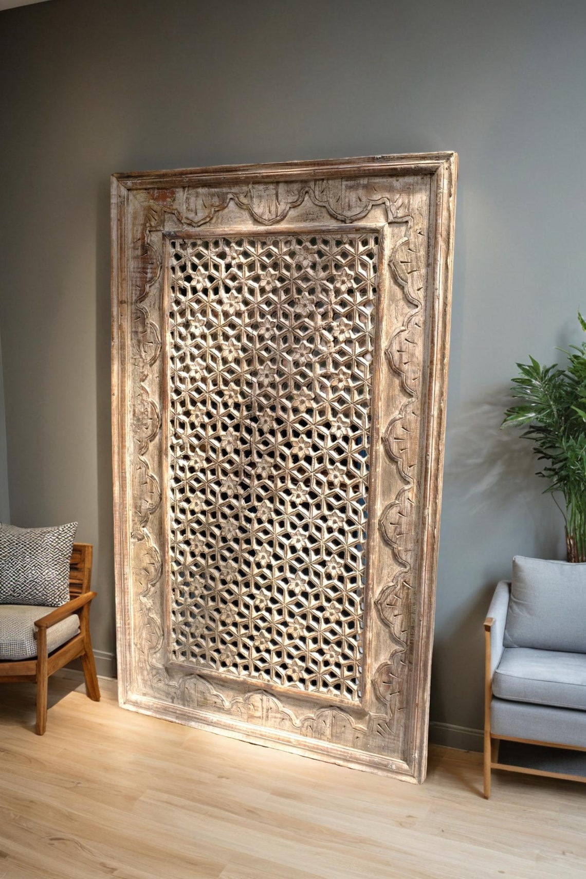 Boho Wall Panel, Indian Carved Wooden Ceiling Panel, Farmhouse Wall ...