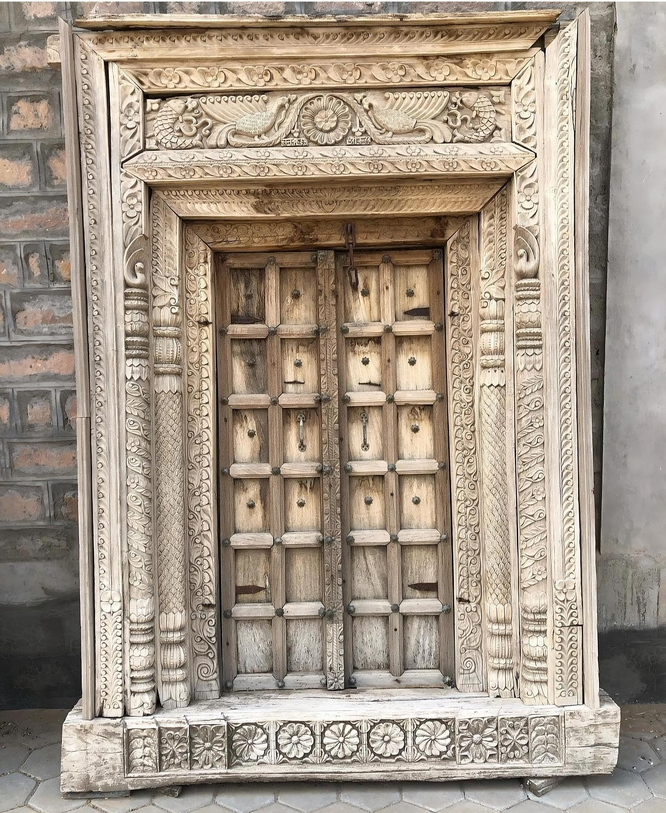Indian Doors, Carved Wood Replica Doors, Antique Style Doors, Indian ...