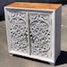 Carved Rustic Indian Cabinet, Solid Wooden Distressed White Finish ...