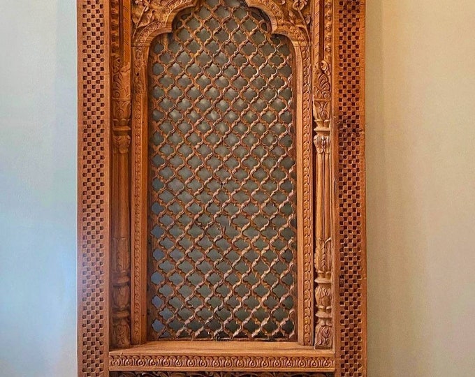 Vintage Inspired Indian Wall Panel, Carved Wooden Wall Panel, Rustic ...