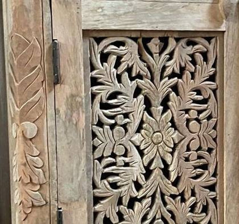 Indian Rustic Cabinet Carved Wooden Dresser Boho Living Room - Etsy