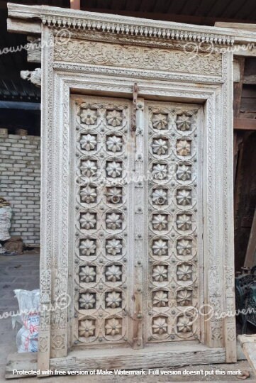 Vintage Style Indian Doors, Intricately Carved Wooden Doors, Rustic ...