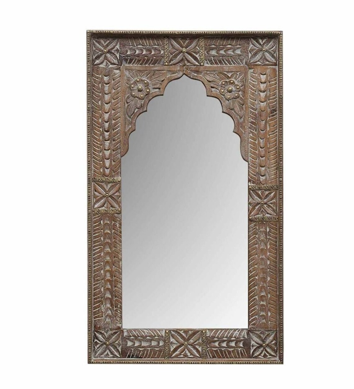 Carved Mango Wood Wall Mirror: Distressed Finish Indian Decor - Etsy