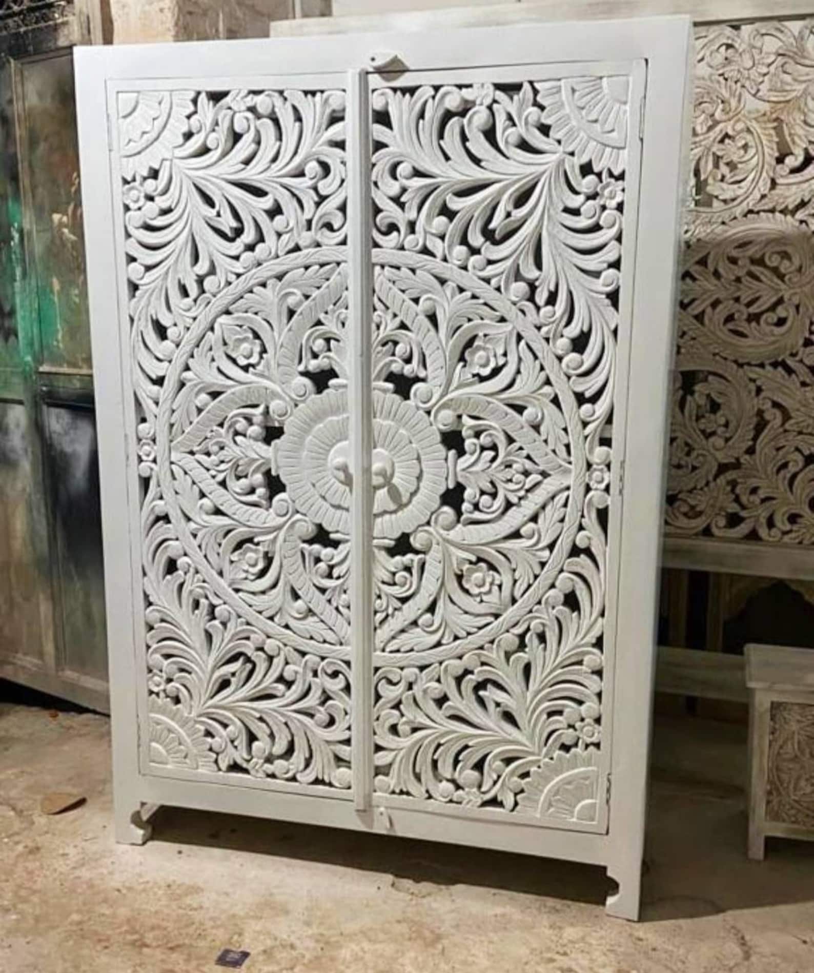 Wooden Armoire, Antique Style Armoire for Boho Home, Vintage Inspired ...