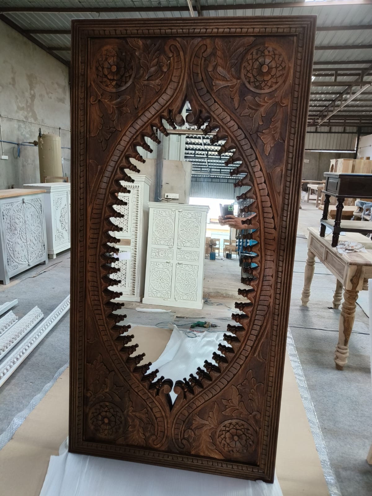 Antique Inspired India Mirror, Rustic Brown Wall Mirror, Distressed ...