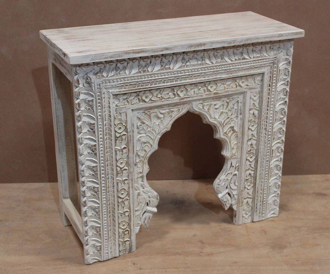 Bohemian Indian Console Table, Carved Wooden Console Table in ...