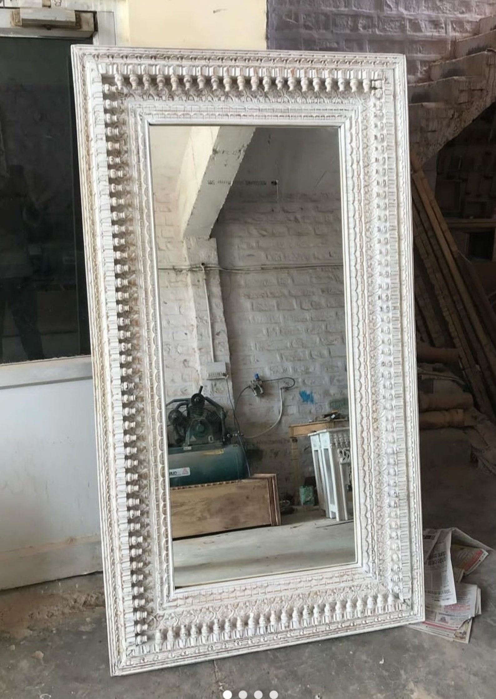 Boho Wall Mirror, Wooden Spindle Mirror, Indian Furniture Mirror ...