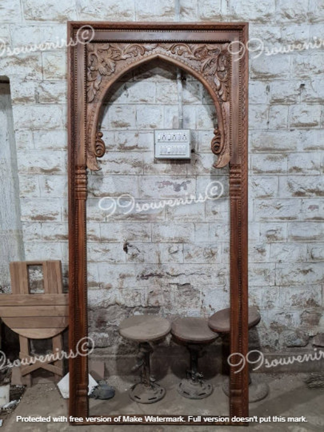 Carved Mango Wood Arch Mirror: Rustic Indian Vintage Style - Etsy