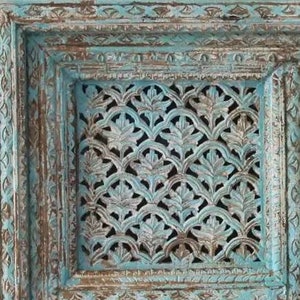Wooden Jaali Carving Wall Panel, Carved Indian Wall Art, Distressed ...