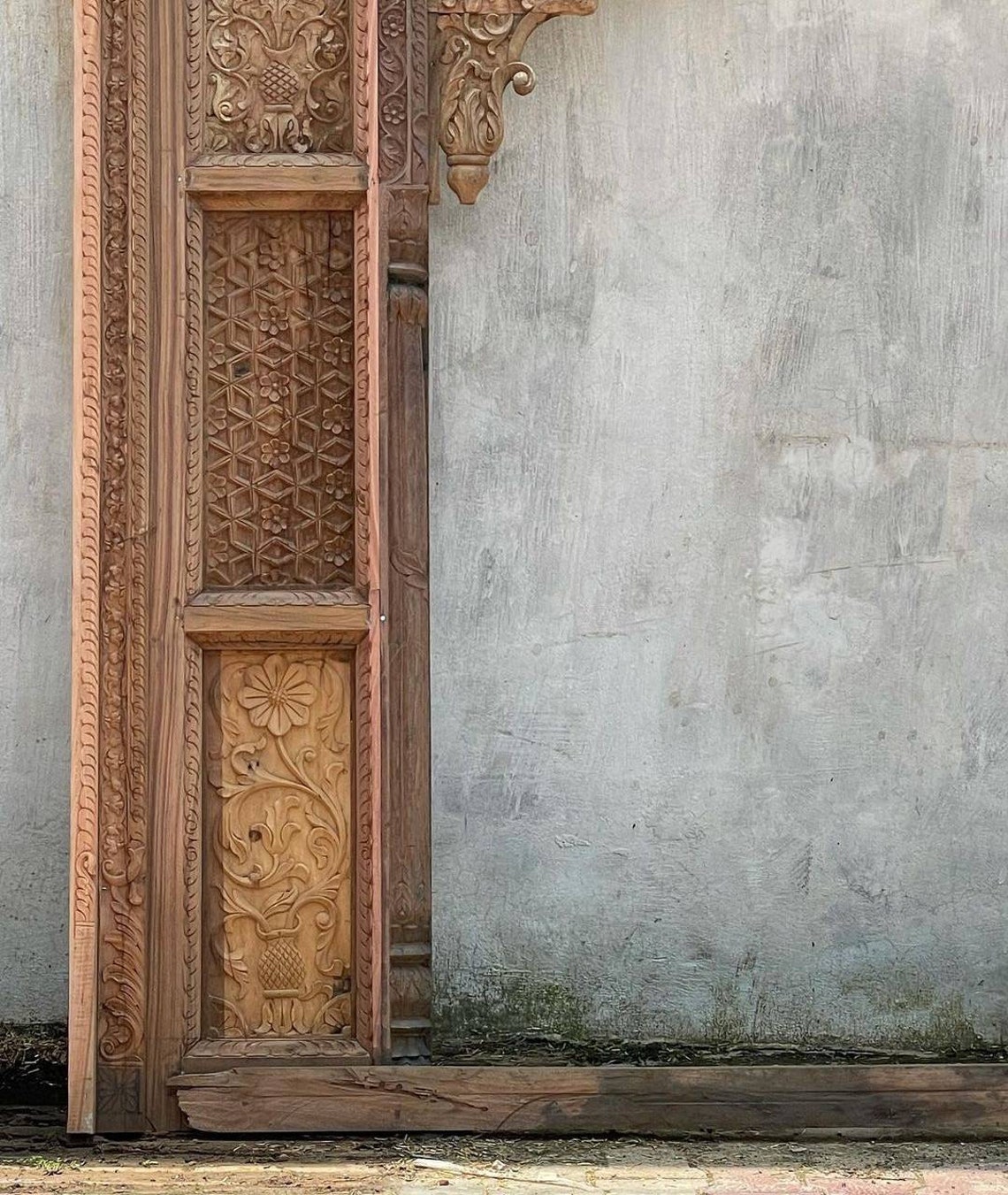 Carved Mango Wood Arch: Indian Doorway, Mughal Style Decor, Wooden ...