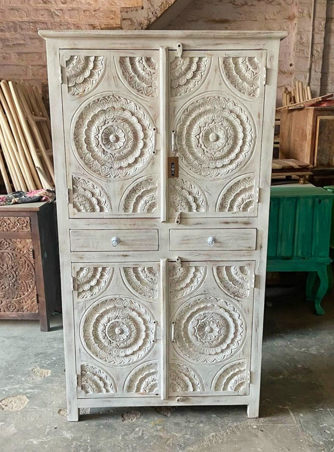 Wooden Armoire, Antique Style Armoire for Boho Home, Vintage Inspired ...