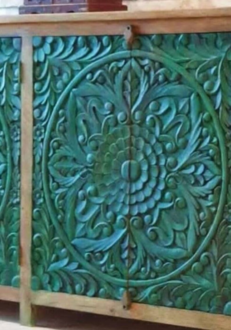 Indian Rustic Cabinet Carved Wooden Dresser Boho Living Room - Etsy