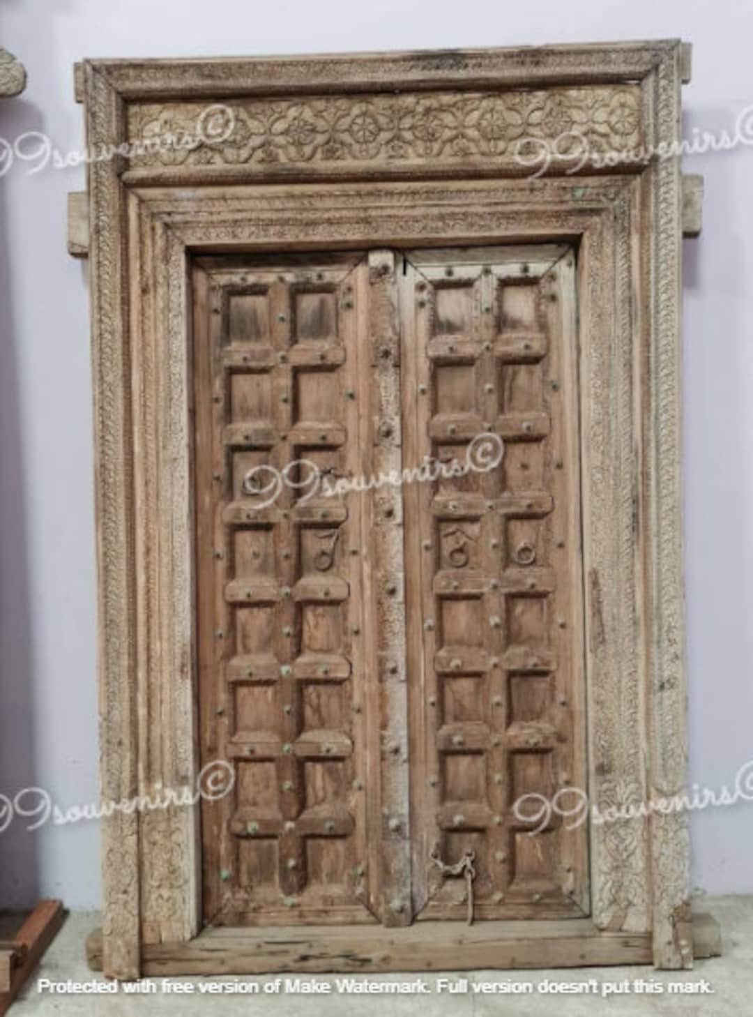 The Shahnoor Vintage Style Indian Doors, Intricately Carved Wooden ...