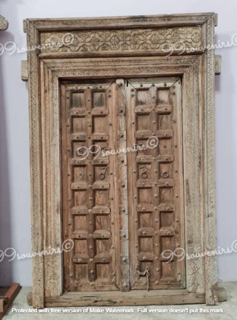 The Shahnoor Vintage Style Indian Doors, Intricately Carved Wooden ...