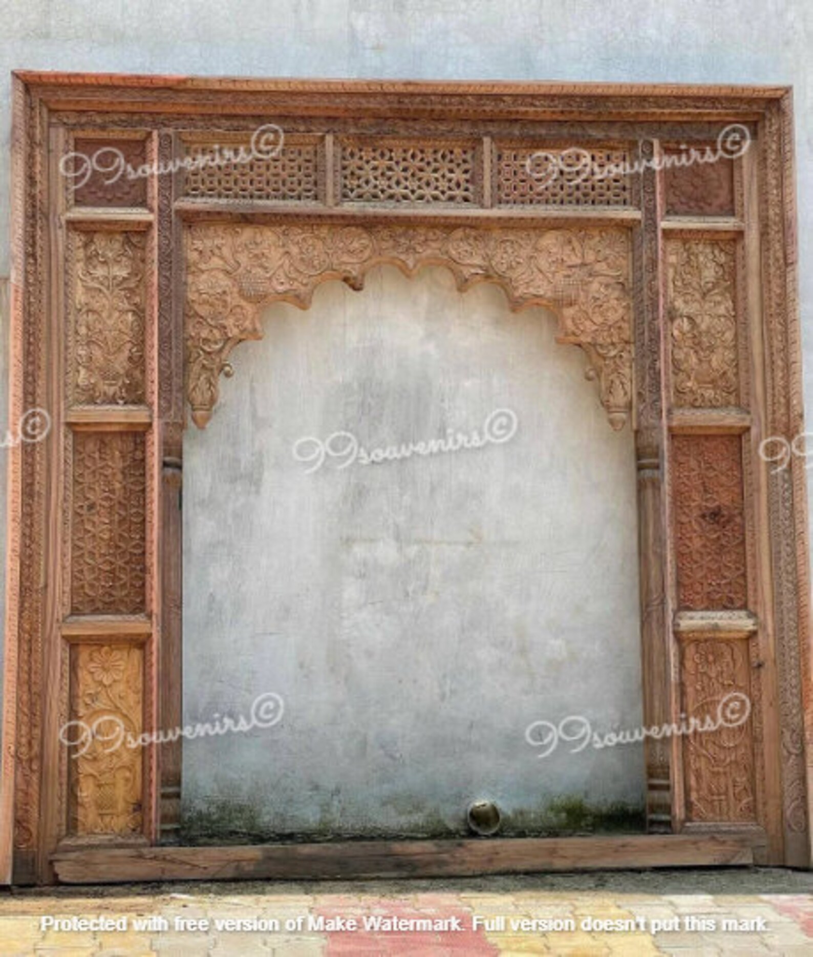 Carved Mango Wood Arch: Indian Doorway, Mughal Style Decor, Wooden ...