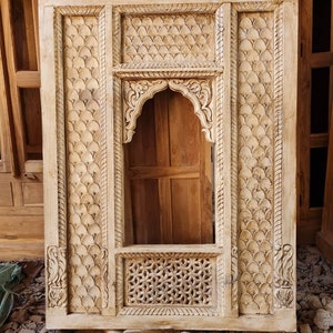 The Mahi Rustic Indian Mirror, Carved Vintage Inspired Mirror, Wooden ...