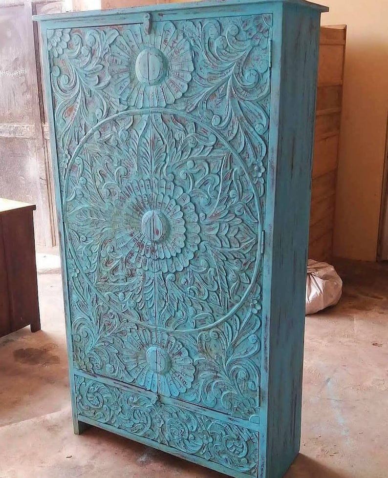 Wooden Armoire, Antique Style Armoire for Boho Home, Vintage Inspired ...